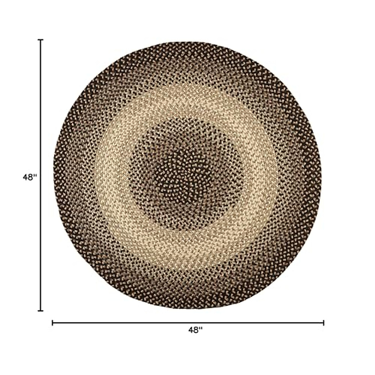 Super Area Rugs Round 4X4 Black/Gray/Gold Braided Rug Hartford Primitive Decor Rug - Indoor Outdoor - 4' X 4' Circular Braided Rug Dining Room Rug