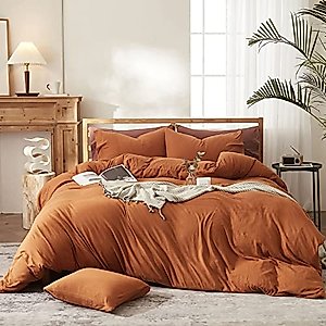EAVD Modern Style Pumpkin Color Duvet Cover Twin Soft 100% Jersey Knit Cotton Caramel Pumpkin Boho Bedding Set 1 Twin Duvet Cover with 2 Pilllowcases Solid Duvet Cover with Zipper Closure