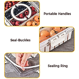 MININAI Divided Serving Tray with Lid and Handle, Snack Box Charcuterie Container Portable Fridge Organizer for Fruits, Veggie, Candy, Nuts, Picnic, Party (2), White