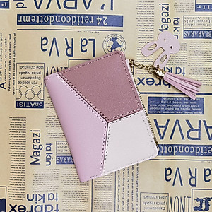 FuninCrea Ladies Zipper Wallet, Small Purse with Metal Snap Button, Leather Wallet for Women with Coin Bag, Multifunction Ladies Bifold Wallets, Credit Card Holder Wallet for Girls (pink)