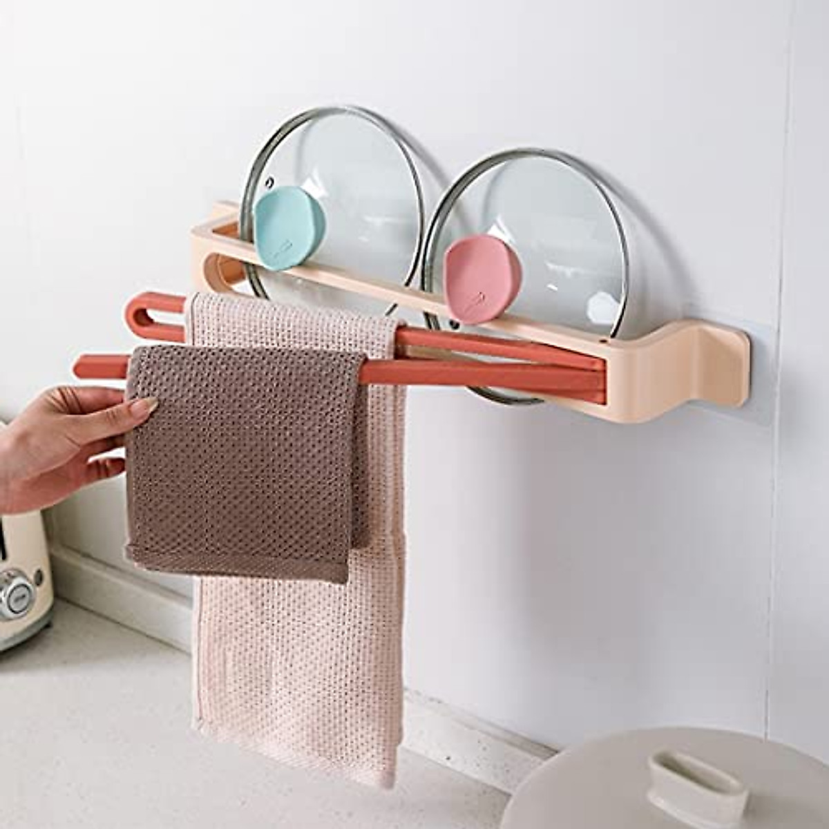 90° Rotating Towel Bar Hand Towel Holder Wall Mounted Storage Shelf Towel Ladder for Bathroom Kitchen Waterproof Towel Bar Holder Rack Adhesive Bathroom Replacement Bath Shelf Small Wall
