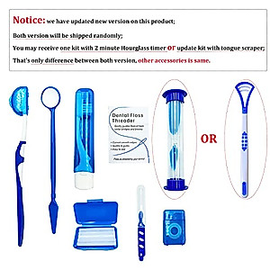EvaGO Portable Orthodontic Care Kit Orthodontic Toothbrush Kit Travel Oral Care Kit(8pcs/Set)- Blue
