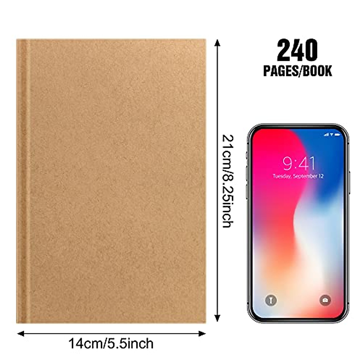 EOOUT 3pcs Blank Notebook, Hardcover Sketchbook Unlined Notebook, 120 Sheets, 100gsm Paper, 5.6 x 8.2in, Journal for Drawing, Art, Travelers Ideal Gifts, Students and Office Supplies