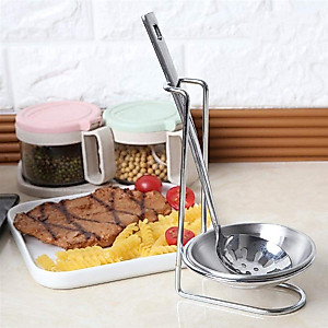 GoldNJade 304 Stainless Steel Single Ladle Holder Vertical Spoon Rest Cooking Utensils Stand with 4.3 inch bowl