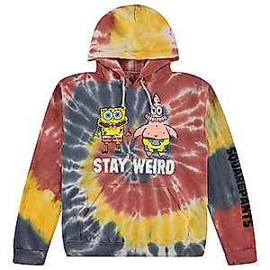 Mens Spongebob Squarepants Classic Hoodie - Spongebob, Patrick & Krusty Krab Tie Dye Hoodie Sweatshirt (Tie Dye, Medium)