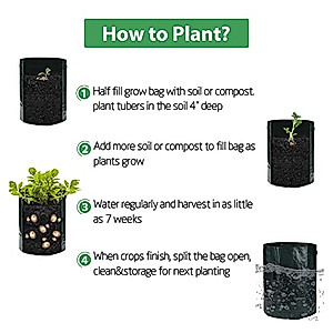4 Pack 10 Gallon Garden Potato Grow Bags with Flap and Handles Aeration Fabric Pots Heavy Duty Vegetable Planter Bag for Tomato, Fruits