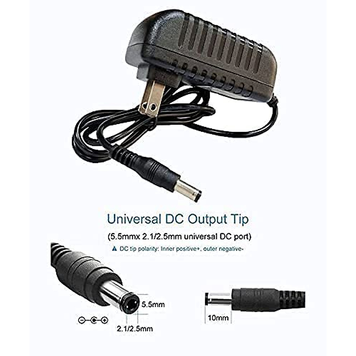 NC 9V 2000mA Power Supply 100-240V AC to 9Volt DC 2A Switching Supply Power Adapter 5.5 X2.52.1mm US Plug AC Adapter Transformer Wall Adapter, Black