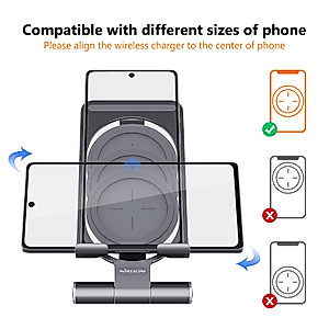 Nillkin Fast Wireless Charger - Metal Foldable and Adjustable Wireless Charging Stand for iPhone 15 14 13 12, Samsung Galaxy S24 S23 S22 S21 Ultra/Plus and Android Phones, PowerHold Mini Space Grey