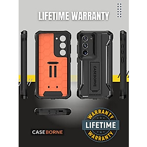 CaseBorne V Designed for Samsung Galaxy S23+Plus 5G Case (Formerly ArmadilloTek), [Ultimate Protection Tech] Full-Body Multi-Layer Rugged Kickstand Case Screenless- Black
