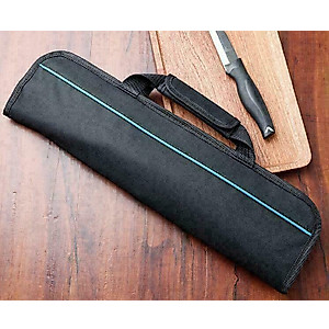 HUHAOLIANHE Professional Kitchen knife Bag (5 Pockets) Storage Carrying Portable Chef Knife Roll Case, Blue