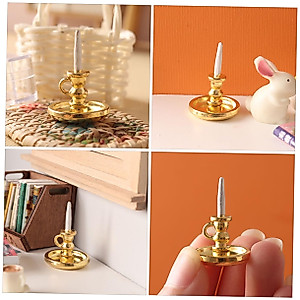 BESPORTBLE Mini Candlestick Decor Candle Holder Home Decor Doll House Candlestick Models Creative Mini Decor Mini House Decor Doll House Prop Mini Accessory Realistic Miniature Decor Alloy