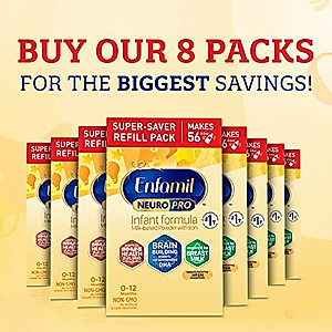 Enfamil NeuroPro Baby Formula, Triple Prebiotic Immune Blend with 2'FL HMO & Expert Recommended Omega-3 DHA, Inspired by Breast Milk, Non-GMO, Refill Box, 31.4 Oz (Packaging May Vary)