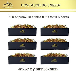 Montplisse White Gold Crinkle Paper | 1LB Blended Crinkle Cut Paper Shred Filler | Shredded Paper for Gift Baskets | Shred Filler for Gift Baskets | Paper for Gift Box Stuffing & Basket Filler