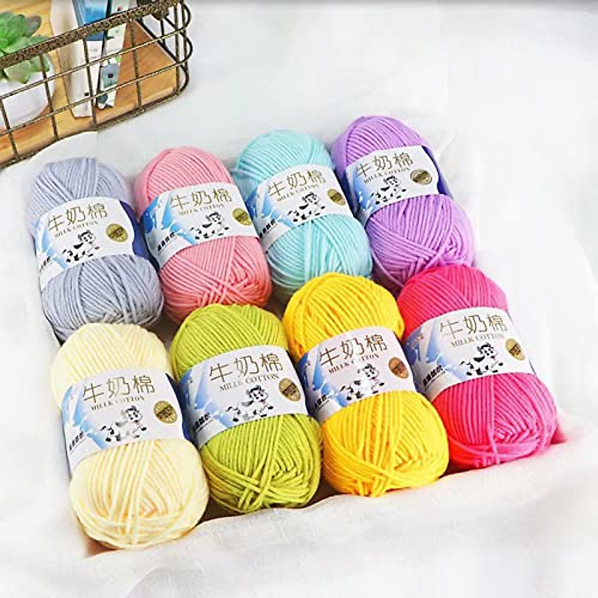 2 Set 1 Roll 5-Strand Wool Yarn Soft Warm DIY Beginner Needlework Hand Knitting Crochet Yarn Ball for Sewing Shop Crochet Yarn