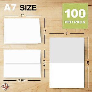 5" x 7" Heavyweight Blank White Greeting Cards and Envelopes - Perfect for Business, Invitations, Bridal Showers, Invitations, Weddings and All Occasion | 100 Cards and Envelopes Per Pack