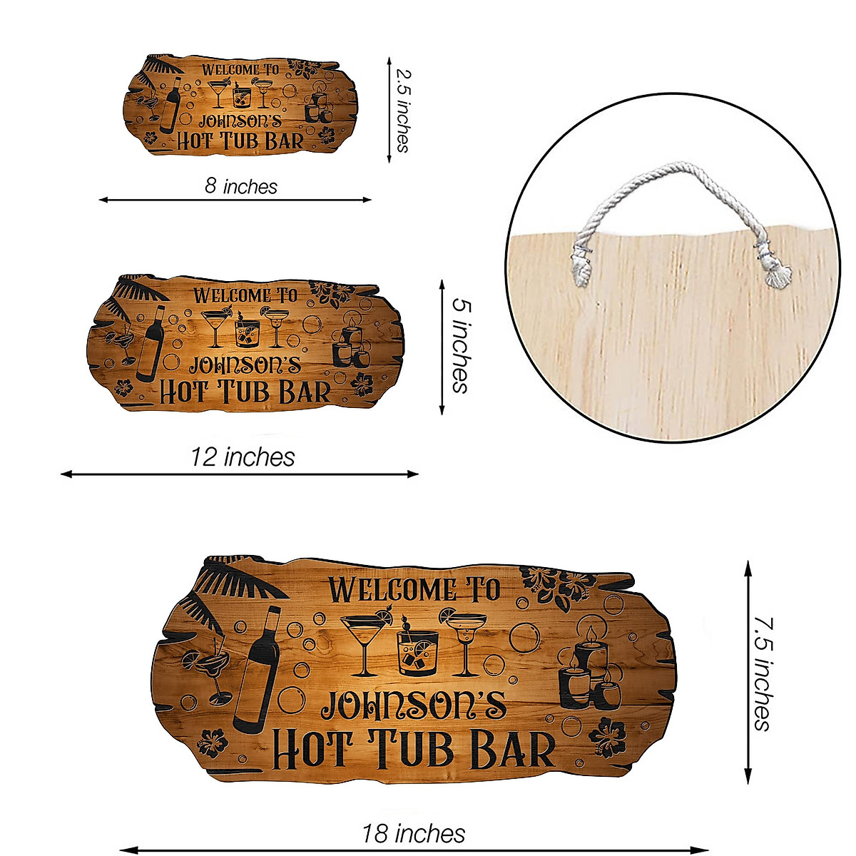 NNAMESISS- Personalized Hot Tub Rules Sign, Hot Tub Sign, 8 Inches, 12 Inches, 18 Inches Wooden Sign, Porch Patio Yard Decoration, Backyard Decor, Hot Tub Decor, Housewarming Gift, Gift for Friend