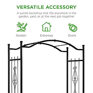 Best Choice Products 92in Steel Garden Arch Arbor Trellis for Outdoor, Yard, Garden, Climbing Plants w/Decorative Wire Lattice - Black