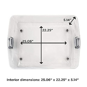 HOMZ Large 56 Quart Full/Queen Stackable Underbed Clear Plastic Ergonomic Latching Storage Container with Rolling Wheels, 4 Pack