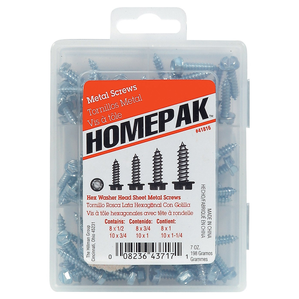 HOMEPAK 41816 Hex Washer Head Sheet Metal Screws, No Size, No Color