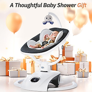 VaVaSoo Baby Swing Electric Baby Swing for Newborn Multi-Motion Baby Rockers and Bouncers with Remote Control, 5 Speed, 13 Melodies, Light Grey