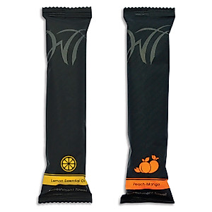 White Towel Services 8" x 8" inch Moist Cotton Towel Individually Wrapped - Lemon and Peach-Mango (Case of 100) *