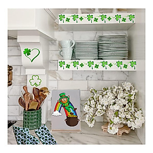 Ja'cor St Patricks Day Shamrocks Kitchen Towels Set of 2, White Green Shamrock Decor Accessories Irish Dish Linen Dishcloths Towel Decorations with 1Pc-Saint Patrick's Large Cookie Cutters