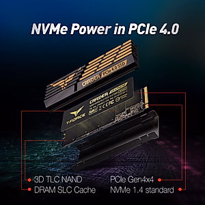 TEAMGROUP T-Force CARDEA A440 Graphene & Aluminum Heatsink 1TB with DRAM SLC Cache 3D NAND TLC NVMe PCIe Gen4 x4 M.2 2280 Gaming Internal SSD Read/Write 7,000/5,500 MB/s TM8FPZ001T0C327