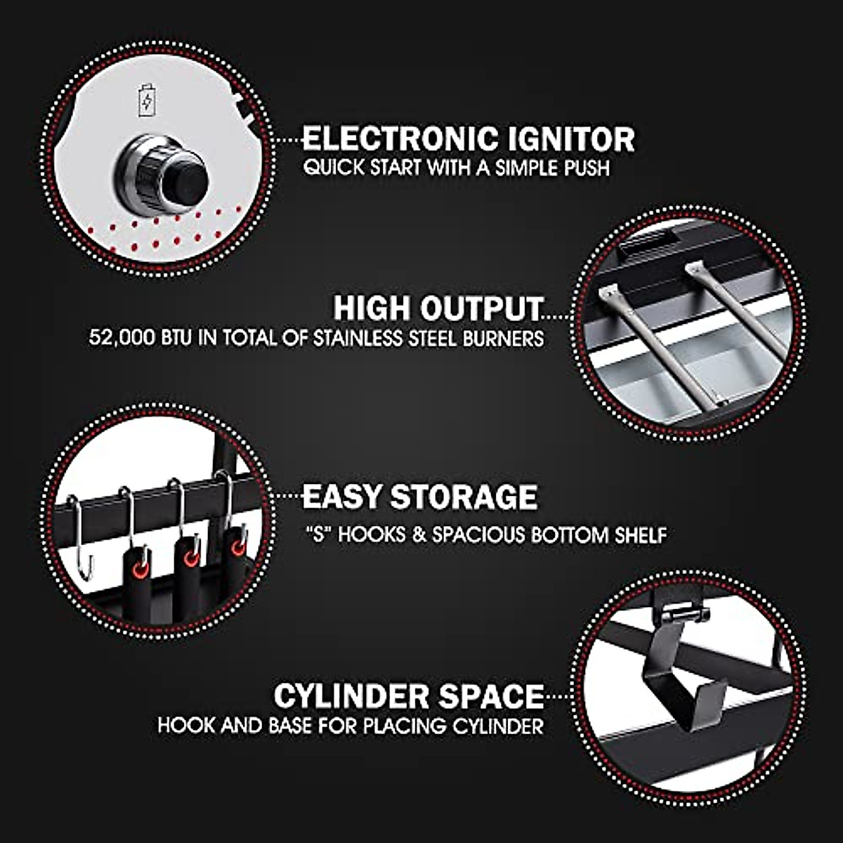 Royal Gourmet GB4002 4-Burner Flat Top Gas Grill, 36-Inch Propane Griddle Restaurant Grade Professional Barbecue Teppanyaki Cooking, For Outdoor Events, Camping and BBQ, Black