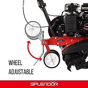 SPLENDOR 4-Cycle Gas Powered Tiller 79cc with Handle and Width Adjustable 24in