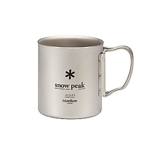 Snow Peak Titanium Double-Wall Mug - Durable & Lightweight Insulated Mug - Camping - 15.2 fl oz - Silver