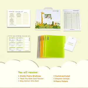 Baby Document Organizer, Baby Briefcase with 9 Folders