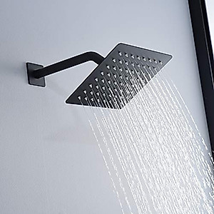 sumerain Matte Black Shower Faucet Set with Waterfall Tub Spout and Handheld Shower Head, Anti-scalding Pressure Balance Valve