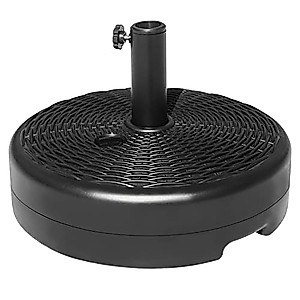 Mansader Fillable Plastic Umbrella Base Stand 50 Lbs Water Table Patio Umbrella Bases, Weighted Outdoor Patio Market-Heavy Duty Umbrella Stands, for Outdoor, Lawn, Garden, Pool, Rattan Weave (Black)