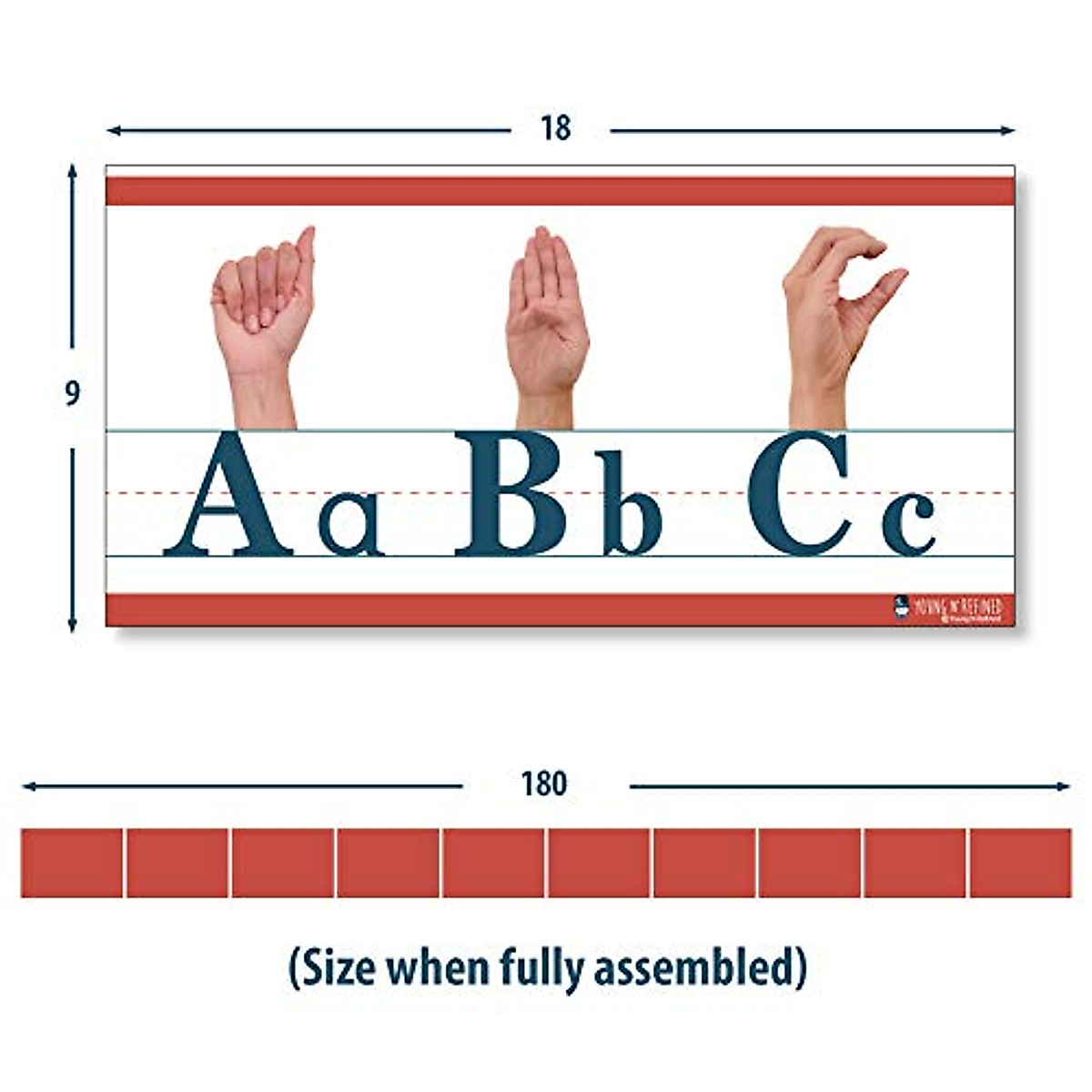 American Sign Language ABC and counting to 10 Alphabet strip Line matte (9"x150") Young N Refined