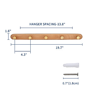 SARIHOSY Coat Rack Wall Mounted,Beech Wood Heavy Duty Wall Hooks, Metal Coat Hook Rail with 5 Hooks for Hanging Coats, Backpacks,Towels, Bags, Dog Leashes, Entryway, Bathroom, Bedroom
