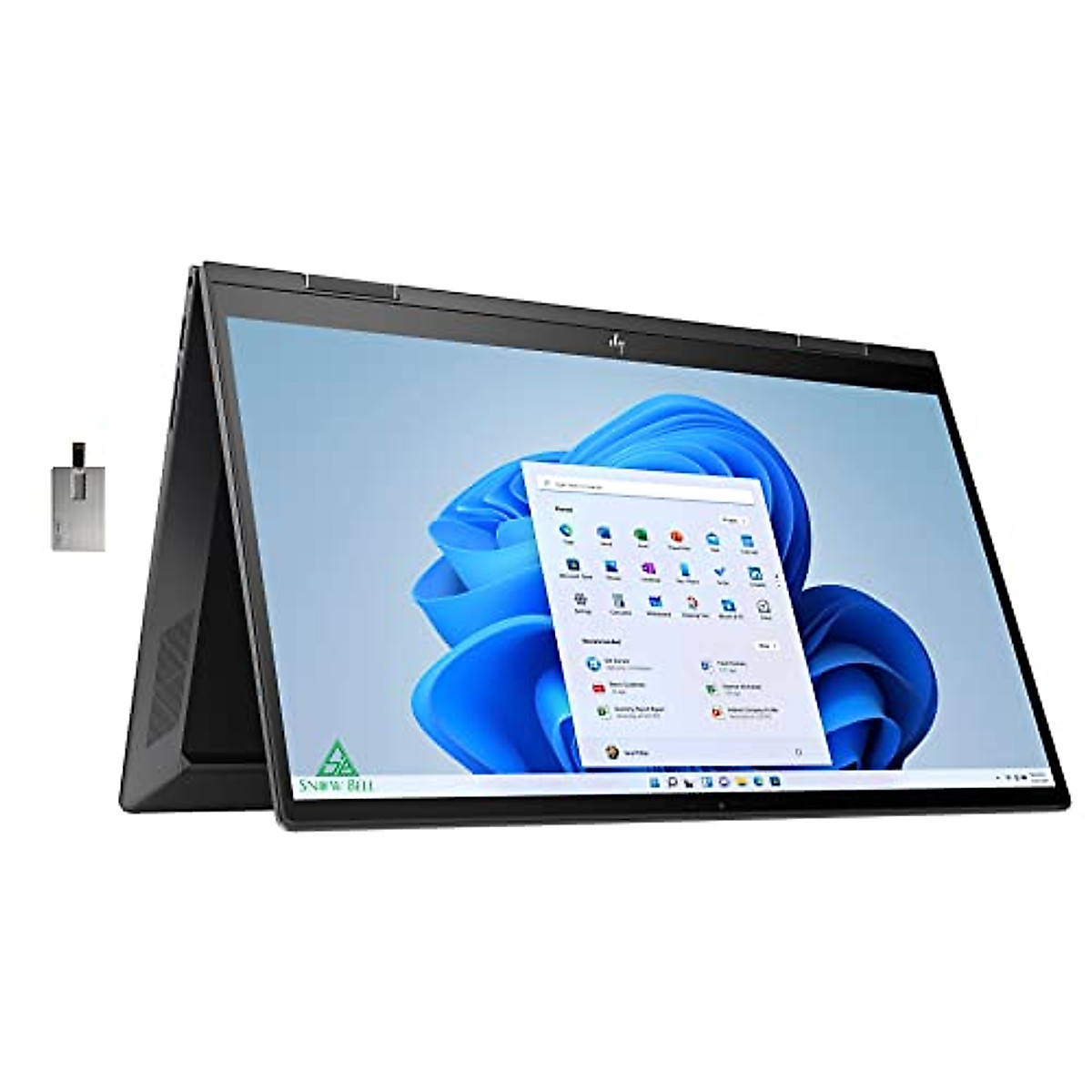 HP 2022 Envy x360 2-in-1 15.6" FHD Touchscreen Laptop, AMD Ryzen 7-5825U (Beats i7-1165g7), 64GB RAM, 2TB PCIe SSD, Backlit Keyboard, AMD Radeon Graphics, Windows 11, Black, 32GB Snowbell USB Card