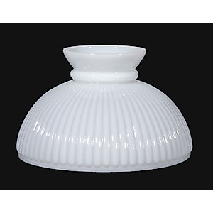 B&P Lamp® 10" Cased White Glass Ribbed Student Lamp Shade with Plain Top