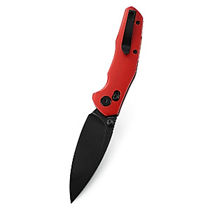 BESTECHMAN Ronan EDC Folding Knife Red G10 Handle Pocket Knife, 14C28N Steel Thumb-Stud Outdoor Tools, BMK02J (Red Handle)
