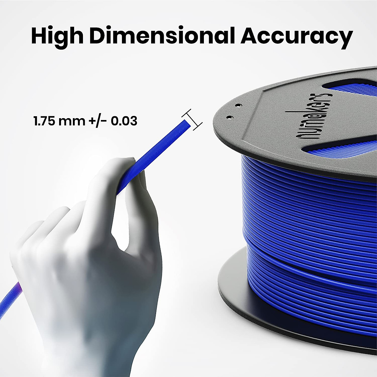 NUMAKERS PLA Plus (PLA+) 3D Printer Filament, 1.75mm, Dimensional Accuracy +/- 0.03 mm, 1 kg Spool (2.2 lbs), Compatible with Most FDM Printers (Blue)