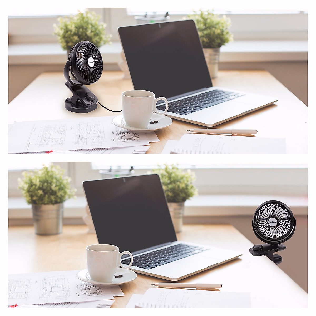 AJOYEUX Battery Operated Clip on Oscillating Fan - Max 40 Hours of Battery Life