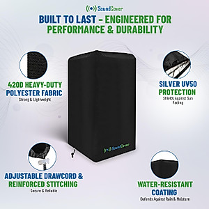 12-Inch PA/DJ Speaker Cover – Black 420D Polyester with Silver UV50 Coating – Water-Resistant, Protective Bag for Stand-Mounted Powered Speakers – Lightweight, Open-Bottom Design (Single Cover)