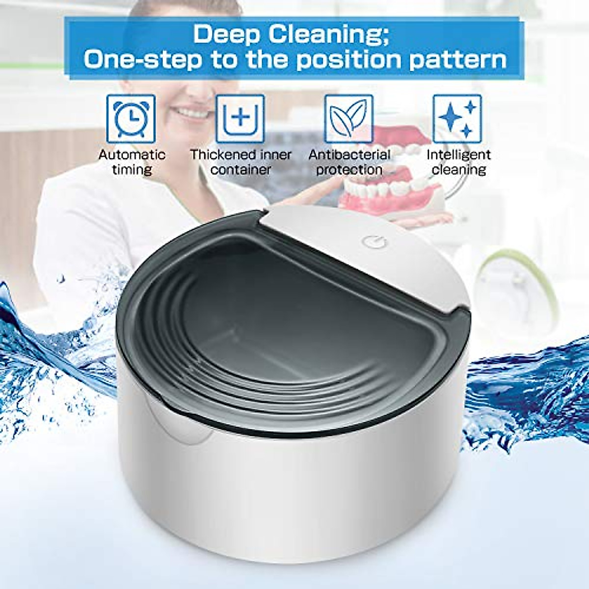 Ultrasonic Denture Cleaner, BlumWay Profession Retainer/Aligner/Mouth Guard Cleaner Machine, SUS304 Material 5 Minute Quick Cleaning