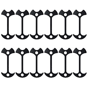 12 Pcs Tent Stakes Pegs Anchor Deck Nail Aluminum Guyline Cord Adjuster Camping Hiking Outdoor Awning Anchor Hook 3.0" Fishbone Rope Tensioners Kit for Gallery Road or Timber Deck Accessories Black