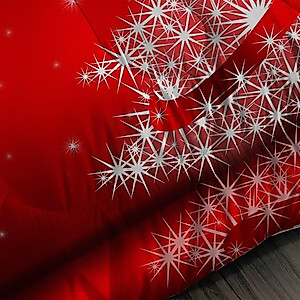 kxry Merry Christmas Comforter Set Santa Claus Deer Christmas Tree Galaxy Red Bedding Quilt King Size for Girls Boys Kids 1 Comforter + 2 Pillow Cases
