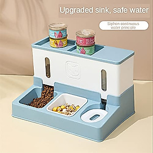 FUUIE Bowls for Food and Water Pet Cat Bowl Cat and Dog Feeder Bowl Double Bowl Kitten Automatic Waterer Puppy Feeding Waterer Pet Supplies (Color : Blue)