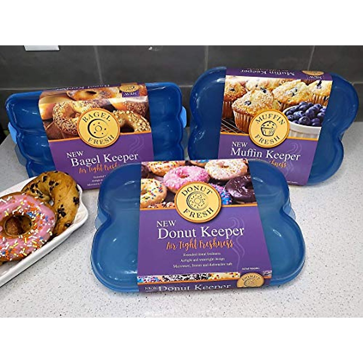 Bagel Fresh Container (1 Count, Holds 6) Fresh Bagel Keeper & Airtight Container for Bread Storage - Bagel Saver Container - Eco Friendly, Reusable Bagel Storage Container