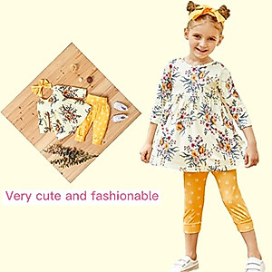 Weimuyuan Newborn Infant Baby Girl Pant Sets Floral Outfits Cute Baby Clothes Girl (Yellow, 3-6Months)