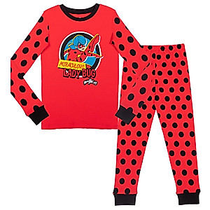 Miraculous Ladybug Big Girls Breathable Pullover Pajama Shirt & Pajama Pants Red 10-12