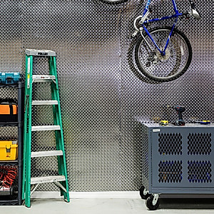 FASADE - 4' x 8' x .013" Diamond Plate Brushed Aluminum Decorative Vinyl Wall Panel