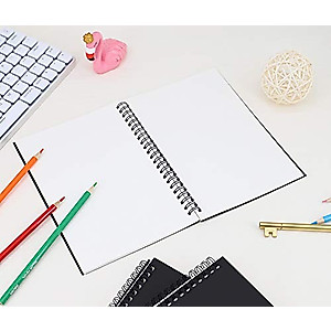Wotion A5 Black Spiral Notebook Blank Sketchbook Unruled Journal Pack,Thick Blank Paper 50 Sheet 100 Unlined Pages 5.59“ x 8.27” 5 Pack…